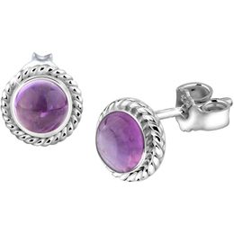 Elli Damen Paar Ohrstecker &raquo;Schmuck Geschenk Silber 925 Ohrringe&laquo; mit Howlith oder Amethyst lila 9mm, Silber 925 (Sterlingsilber)