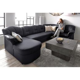 DOMO collection Wohnlandschaft &raquo;Papenburg, zeitlose R&uuml;ckensteppung, bequem, U-Form, Breite 297cm&laquo; in gro&szlig;er Farbvielfalt, wahlweise mit Bettfunktion 
