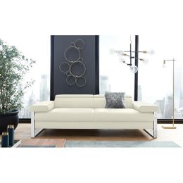 W.Schillig 2-Sitzer &raquo;finn&laquo; German Design Award 2016, Fu&szlig;gestell Chrom gl&auml;nzend, Breite 230 cm wei&szlig; Flachgewebe S22 (100% Polyester);Stoff S37 (100% 