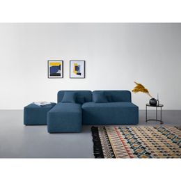 Home Affaire Ecksofa &raquo;Sundstrup L-Form&laquo; Modulserie, individuelle Zusammenstellung blau 100% Polyester B/H/T: 220cm x 76,5cm x 153cm, Struktur weich, 