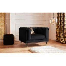 Home Affaire Sessel &raquo;Chamby&laquo; mit Holzrahmen unten und Steppung im Lehnenbereich schwarz Luxus-Microfaser Lederoptik (100% Polyester), Scheuertouren: 