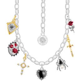 Thomas Sabo Damen Thomas Sabo Kette mit Anh&auml;nger &raquo;True Romance&laquo; mit Zirkonia (synth.), Saphir (synth.) - mit S&uuml;&szlig;wasserzuchtperle bunt 45, Perlen 