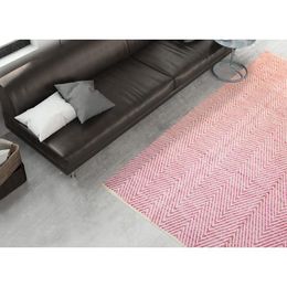 Kayoom Teppich &raquo;Aperitif 510&laquo; rechteckig 7 mm H&ouml;he weiche Haptik,fusselarm, f&uuml;r Allergiker & Fu&szlig;bodenheizung geeignet pink Baumwolle B : 120cm 1 Stk., 7mm, L