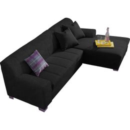 Home Affaire Ecksofa &raquo;Anzio, elegant und gem&uuml;tlich, Breite 239cm, L-Form&laquo; wahlweise mit Bettfunktion schwarz B/H/T: 239cm x 75cm x 82cm, Microfaser 