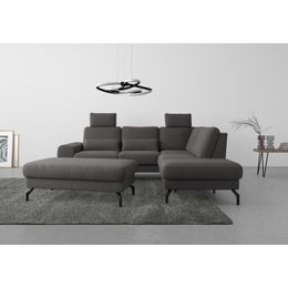 Sit & More sit&more Ecksofa &raquo;Cinturo L-Form&laquo; inklusive Sitztiefenverstellung und Federkern, Sitzh&ouml;he 48 cm grau B/H/T: 260cm x 91cm x 226cm, Luxus-Microfaser 