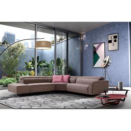Egoitaliano Ecksofa &raquo;Stefanie-e, Designsofa der Extraklasse, bequem mit hohem Sitzkomfort&laquo; mit Relaxfunktion und verstellbaren Kopfteilelementen beige Leder &raquo;BULL