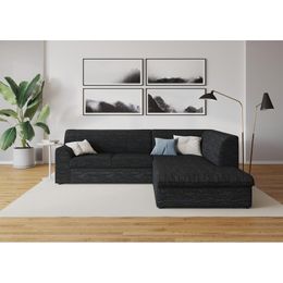 DOMO collection Ecksofa &raquo;Topper zeitlos elegant, kompakte Stellma&szlig;eL-Form&laquo; mit Ottomane, wahlweise mit Schlaffunktion grau B/H/T: 237cm x 78cm x 200cm