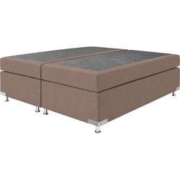 Westfalia Schlafkomfort Boxspringbett &raquo;Holland&laquo; ohne Kopfteil, frei im Raum stellbar beige Strukturstoff (77% Polyester und 23% Viskose) Feinstruktur Kaltschaum-Topper, 