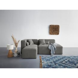 Home Affaire Ecksofa &raquo;Sundstrup L-Form&laquo; Modulserie, individuelle Zusammenstellung grau 100% Polyester B/H/T: 233cm x 76,5cm x 93cm, Samtoptik, 