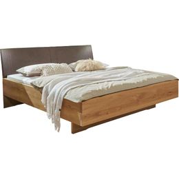 Wiemann Futonbett &raquo;Cordoba&laquo; Absetzungen in Riffholz Polsterkopfteil in Kunstleder Mocca beige Liegefl&auml;che L&auml;nge B: 200cm x 180cm, H&ouml;he Bett: 97cm H&ouml;he