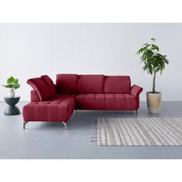 OTTO home Ecksofa &raquo;Fresh L-Form&laquo; Federkern, wahlweise Kopfteilverstellung und motorischer Vorziehsitz rot 100% Polyester B/H/T: 260cm x 79cm x 220cm, 
