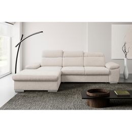 WERK2 Ecksofa &raquo;Palma 282 x 185 cm modern und bequem&laquo; Chenille, L-Form, XXL, Schlaffunktion, Bettkasten beige B/H/T: 282cm x 88cm x 185cm, Chenille, 