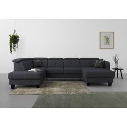 Sit & More sit&more Wohnlandschaft &raquo;Belluci U-Form&laquo; Kopfteilverstellung und Federkern, wahlweise mit Schlaffunktion blau B/H/T: 321cm x 85cm x 195cm, Struktur 