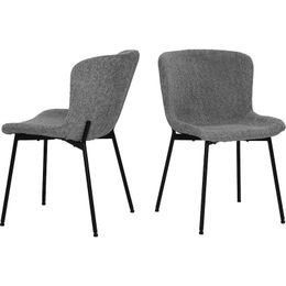 Sit 4-Fu&szlig;stuhl (Set) 2 Stk.Oeko-Tex zertifiziert grau Metall, Polyester B/H/T: 48cm x 83cm x 59cm, 2 Stk., Boucl&eacute; uni, Bezug Boucl&eacute; grau