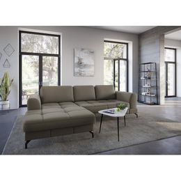 Sit & More sit&more Ecksofa &raquo;Bendigo L-Form&laquo; inklusive Sitztiefenverstellung, Bodenfreiheit 12 cm, in 2 Fu&szlig;farben braun B/H/T: 284cm x 84cm x 175cm, NaturLEDER ,