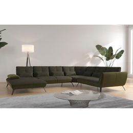 OTTO home Wohnlandschaft &raquo;Mikado U-Form&laquo; inkl. Sitztiefenverstellung und Armteilverstellung gr&uuml;n 100% Polyester B/H/T: 376cm x 88cm x 297cm, 