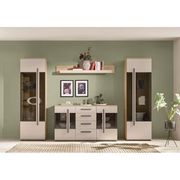 Home Affaire Wohnwand &raquo;Cantara, Anbauwand, Wohnzimmer-Set, in Eiche Evoke, Wei&szlig; oder Kaschmir&laquo; Set, 4 Stk. tlg. Holzwerkstoff B/H/T: 270cmcm x 200cmcm
