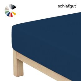Schlafgut Spannbettlaken &raquo;Basic Cotton Bettlaken, 160 g/m&sup2;, 100% Baumwolle, Spannbetttuch&laquo; Spannbettlaken bis 20 cm Matratzenh&ouml;he, b&uuml;gelfrei und pflegeleicht 