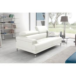 Egoitaliano 2,5-Sitzer &raquo;Soul, Design und Sitzkomfort auf hohem Niveau, tolle Details&laquo; inkl. Kopfteilverstellung f&uuml;r noch mehr Komfort, Designfu&szlig; wei&szlig; Leder &raquo;BULL&laquo;