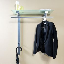SPINDER DESIGN Garderobenleiste Metall, Funktional, 33 cm tief silber Glas, Metall B/H/T: 80cm x 90cm x 33cm