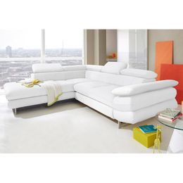 COTTA Ecksofa &raquo;Solution L-Form&laquo; mit Arm- & Kopfteilverstellung, wahlweise mit Schlaffunktion wei&szlig; B/H/T: 262cm x 73cm x 228cm, Kunstleder SOFTLUX , 