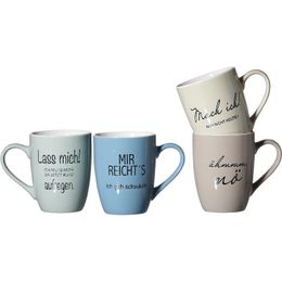 Ritzenhoff & Breker Becher &raquo;Spr&uuml;che&laquo; Motiv "Spr&uuml;che". 300 ml, 4-teilig bunt Porzellan &Oslash; 8cm x 11cm, 300ml, 4 Stk.