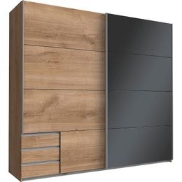 wimex Schwebet&uuml;renschrank &raquo;Valencia&laquo; mit Glaselementen und Schubk&auml;sten grau Holzwerkstoff, Sicherheitsglas B/H/T: 225cm x 210cm x 65cm, Schubladen: 3 Stk. 