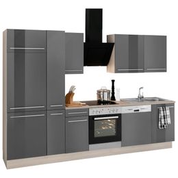 Optifit K&uuml;chenzeile &raquo;Bern&laquo; Breite 300 cm, wahlweise mit E-Ger&auml;ten, h&ouml;henverstellbare F&uuml;&szlig;e grau B/H/T: 300cm x 60cm, ohne E-Ger&auml;te