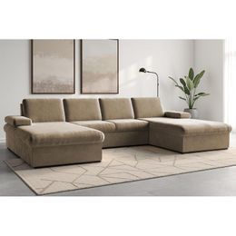 Sit & More sit&more Wohnlandschaft &raquo;Moreno U-Form, B: 309 cm&laquo; mit Armteilverstellung, optional Schlaffunktion braun 100% Polyester B/H/T: 309cm x 82cm x 171cm, 