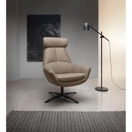 BETYPE Drehsessel &raquo;Be Organic High Back, Loungesessel, Hochlehnsessel&laquo; in elegantem Design mit Drehfunktion grau 100% Echtleder Semi-Anilin-Leder, 