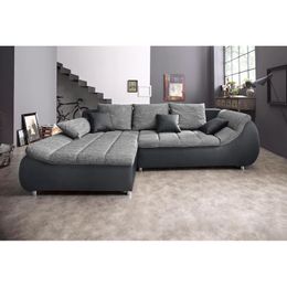 Home Affaire Ecksofa &raquo;Imola, bequem, aktuelle Steppung im Sitz, L-Form, Breite 270cm&laquo; wahlweise mit Bettfunktion schwarz Microfaser PRIMABELLE (100% 