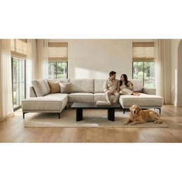 OTTO home Wohnlandschaft &raquo;OLAND Chenille U-Form, XXL, B: 345 cm, Skandi-Design&laquo; U-Form, 345 cm, Wellenunterfederung, Skandi-Design, Metallf&uuml;&szlig;e grau 