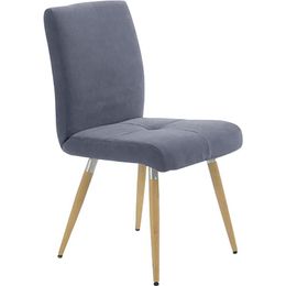 K+w Komfort & Wohnen K+W Komfort & Wohnen 4-Fu&szlig;stuhl &raquo;6411&laquo; () mit Sitzsteppung, Edelstahlgriff am R&uuml;cken, Massivholzbeine blau B/H/T: 48cm x 90cm x 62cm, Aqua Clean