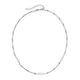 Firetti Damen Collier &raquo;Schmuck Geschenk Silber 925 Halsschmuck Ankerkette zweireihig Kugeln&laquo; mit S&uuml;&szlig;wasserzuchtperle silber Perlen Silber 925 (