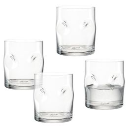Leonardo Gl&auml;ser-Set &raquo;Trinkglas VESUVIO, 300 ml, 4er-Set&laquo; konische Form, markantes Design - mit Einquetschungen transparent Glas &Oslash; 7,5cm x 9cm, 300ml, 