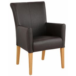 Home Affaire Armlehnstuhl &raquo;King&laquo; () Esszimmerstuhl mit bequemer Polsterung, Esszimmersessel mit Armlehnen braun Polyester B/H/T: 60cm x 92cm x 65cm, 