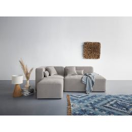 Home Affaire Ecksofa &raquo;Sundstrup L-Form&laquo; Modulserie, individuelle Zusammenstellung grau 100% Polyester B/H/T: 233cm x 76,5cm x 93cm, Samtoptik, 