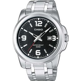 Casio Timeless Collection Herren CASIO TIMELESS COLLECTION Quarzuhr Armbanduhr, Herrenuhr, analog, Datum, Edelstahlarmband silber Einheitsgr&ouml;&szlig;e