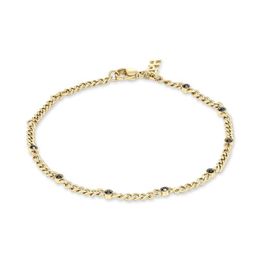 Copenhagen Studios Damen Edelstahlarmband &raquo;Schmuck Geschenk Edelstahl Armkette Glittery Cuban&laquo; mit Strassstein gold 21cm, Edelstahl