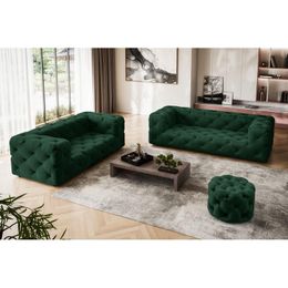 Home Affaire 2-Sitzer &raquo;FOLLINA&laquo; 2-Sitzer Sofa mit klassischer Chesterfield-Knopfheftung gr&uuml;n 100% Polyester B/H/T: 193cm x 71cm x 100cm, Samtoptik