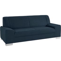 DOMO collection 2,5-Sitzer &raquo;Anzio kubisches Design, flache Armlehnen, Breite 214cm&laquo; Mit Federkern blau B/H/T: 214cm x 85cm x 93cm, Struktur fein, Mit 