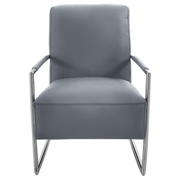 K+w Komfort & Wohnen K+W Komfort & Wohnen Cocktailsessel mit bezogenen Armlehnen, Gestell in Metall Edelstahloptik blau Microfaser 1, B/H/T: 62cm x 77cm x 83cm