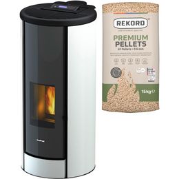 FreePoint Pelletofen &raquo;BREEZE&laquo; Stahl, integrierte WIFI-Funktion wei&szlig; Zugelassene Brennstoffe: Pellets
