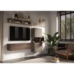 Home Affaire Wohnwand &raquo;Infinity, 5tlg. Breite 215 cm, H&ouml;he variabel, Schrankwand, Anbauwand&laquo; 5 Stk. tlg. braun B/H/T: 215cmcm x 190cmcm x 30cmcm
