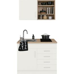 KOCHSTATION Pantryk&uuml;che &raquo;KS-Mali&laquo; Breite 100 cm, wahlweise mit E-Ger&auml;ten wei&szlig; B/H/T: 100cm x 200cm x 60cm,mit E-Ger&auml;ten-Glaskeramikkochfeld