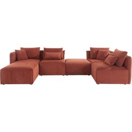 OTTO home Wohnlandschaft &raquo;N&ouml;re U-Form&laquo; 5 Teile, in vielen Bezugsqualit&auml;ten und Farben s. auch "N&ouml;re" orange 92% Polyester, 8% Polyamid B/H/T: 340cm x 