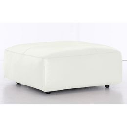 Musterring Hocker &raquo;LUCIA&laquo; grau Flachgewebe VALMONT (60% Baumwolle/40% Leinen);Leder PURO, pigmentiertes Leder;Microfaser CRONA (100% Polyester);Flachgewebe 