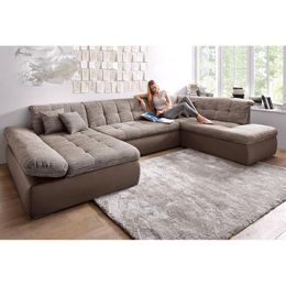 DOMO collection Wohnlandschaft &raquo;MORIC 353x216x80 cm, mit viel Platz, U-Form, auch in Cord&laquo; im XXL-Format, wahlweise mit Bettfunktion und 