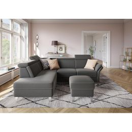 Sit & More sit&more Ecksofa &raquo;Vincenzo L-Form&laquo; inklusive Kopfteilverstellung, optional Schlaffunktion & Bettkasten grau B/H/T: 245cm x 84cm x 193cm, Luxus-