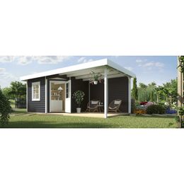 Weka Gartenhaus &raquo;Designhaus 213B Gr.1&laquo; schwarz-wei&szlig; Massivholz Fu&szlig;boden im Gartenhaus, R&uuml;ckwand, ohne Dacheindeckung